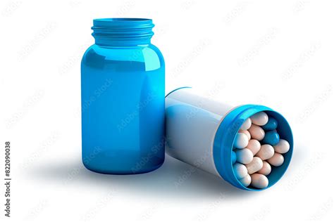 Two Blue Pill Bottles Sit Side By Side Exuding A Mystical Glow As If