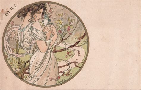 Card By Illustrator Alphonse Mucha The Month Of May Art Catawiki