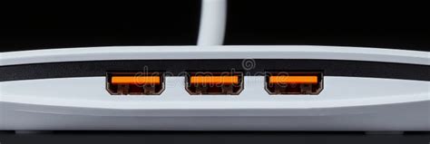 Close Up Of Network Router With Connected Cables And Led Indicators For Detailed Analysis Stock Close Up Of Network Router With Connected Cables And Led Indicators For Detailed Analysis Stock