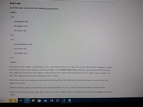 Solved Build A Table An HTML Table Is Built With The Chegg Com