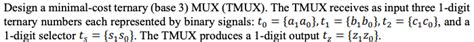 Design A Minimal Cost Ternary Base MUX TMUX Chegg Com