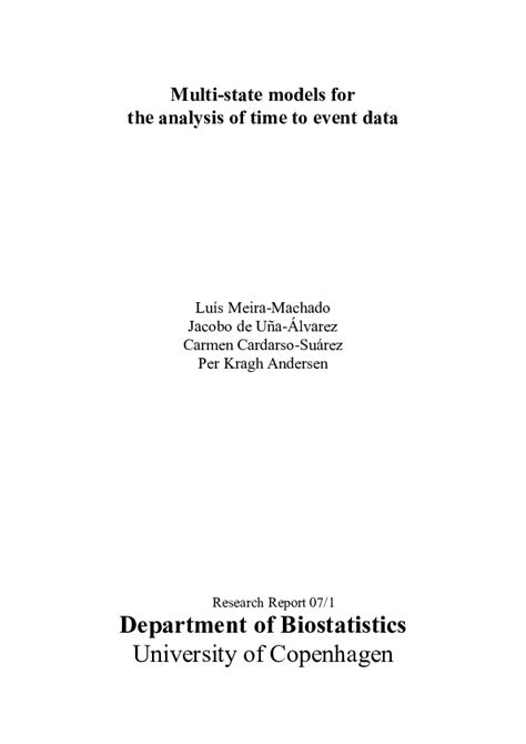 Pdf Multi State Models For The Analysis Of Time To Event Data