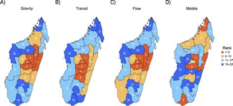 A Comparison Of The Four Main Mobility Matrices Used The Regions Are