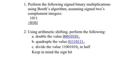 Solved 1 Perform The Following Signed Binary