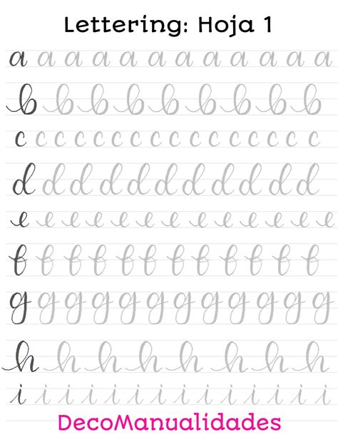 Hoja De Prácticas Lettering Guide Hand Lettering Worksheet