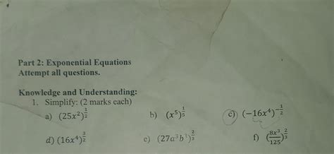 Solved Part Exponential Equations Attempt All Questions Chegg