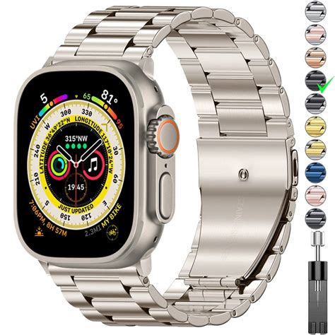 Stainless Steel Titanium Alloy Strap For Apple Watch Band Ultra 45mm