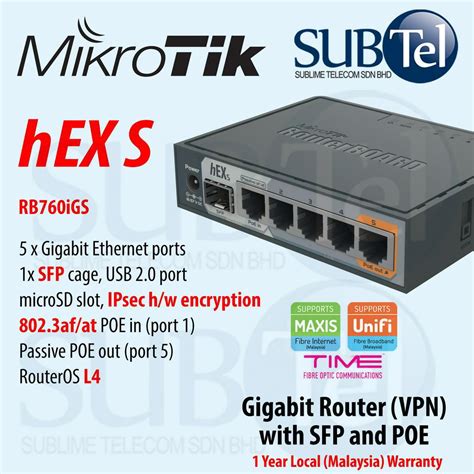 Mikrotik HEX S RB IGS Gigabit Router Port With SFP And Af POE VPN IPSec Encryption