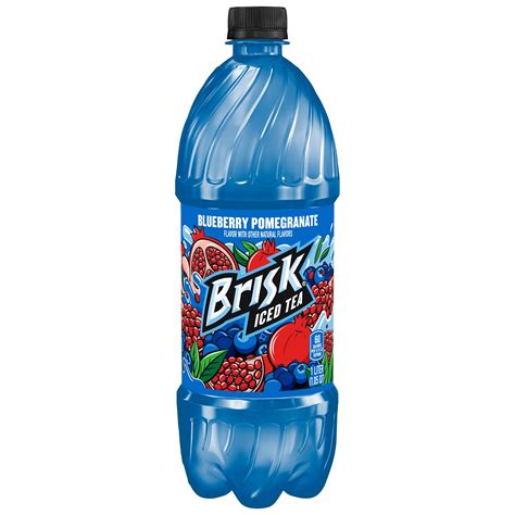 Brisk Blueberry Pomegranate Iced Tea 1 Liter Bottle Refreshing Fruit