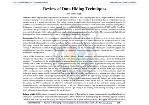Pdf Review Of Data Hiding Techniques