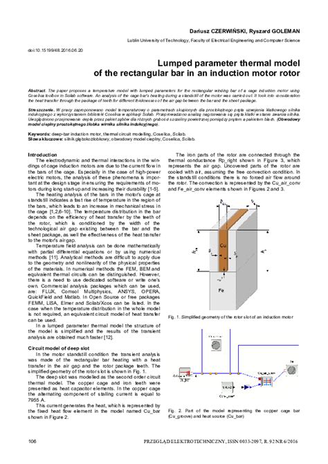 Pdf Lumped Parameter Thermal Model Of The Rectangular Bar In An Induction Motor Rotor
