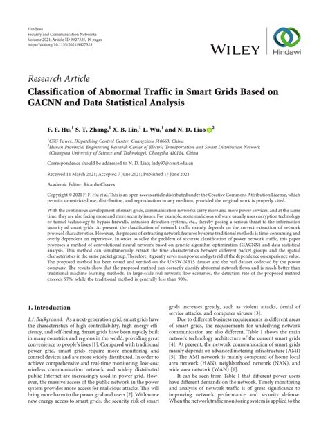 Pdf Classification Of Abnormal Traffic In Smart Grids Based On Gacnn And Data Statistical Analysis