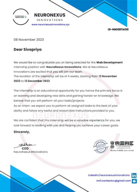 Internship Offerletter Neuronexusinnovations Sivapriya Prakash
