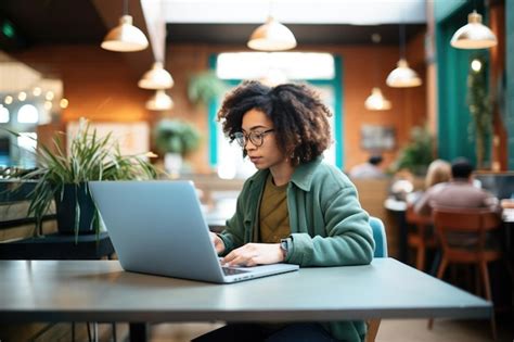 Premium Photo Young Professional Coding On A Laptop In A Caf