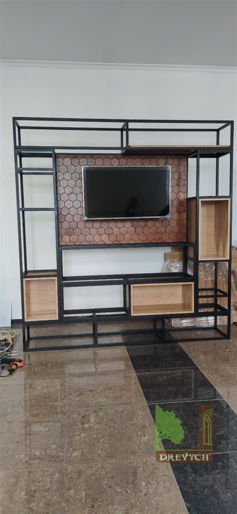 Стелаж у стилі лофт від виробника Металевий каркас та деревяні полички Виготовлення у Львові