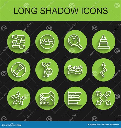 Set Line Many Ways Directional Arrow Graph Chart Diagram Pie Infographic Arrow And