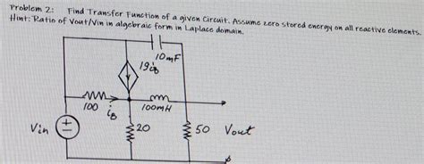 Solved Problem Find Transfer Function Of A Given Circuit Chegg