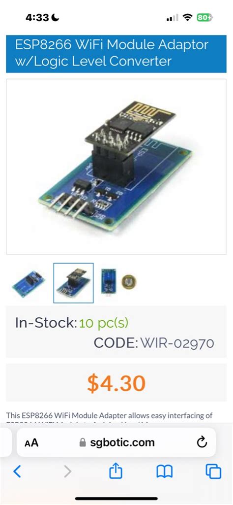 Esp 8266 Wifi Module Adaptor W Logic Level Converter Computers