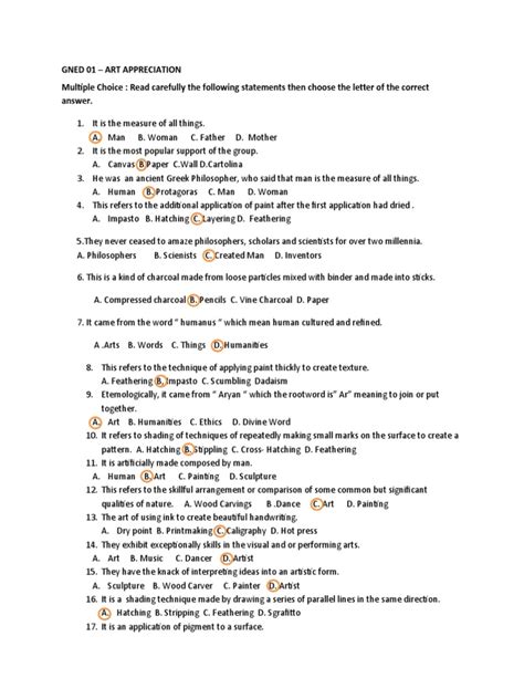 Art Quiz Pdf Drawing Paintings