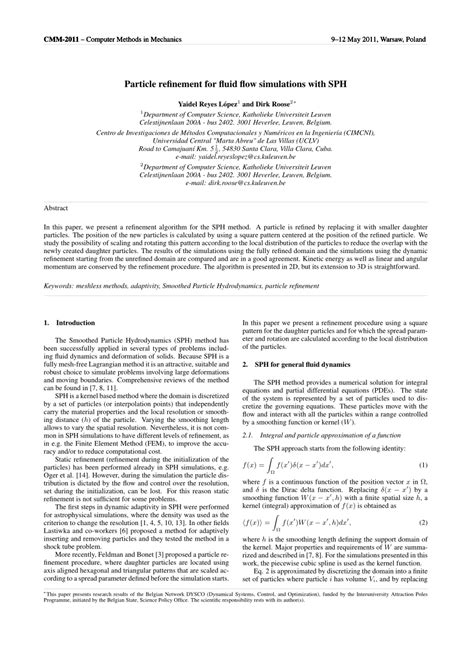 Pdf Dynamic Refinement For Fluid Flow Simulations With Sph