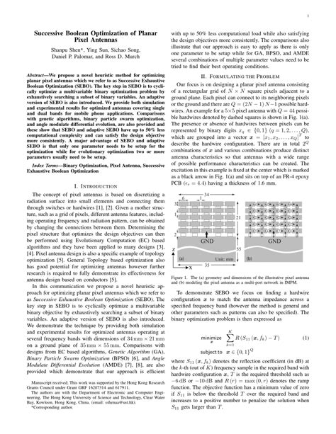 Pdf Successive Boolean Optimization Of Planar Pixel Antennas
