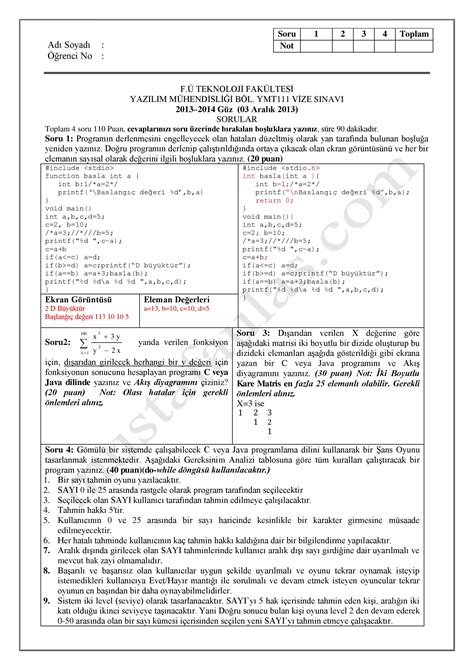 algoritma ve programlama dersi vize soruları 2013 vize ve final