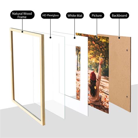 Kinlink A2 Picture Frames Natural Wood Frames With Acrylic Plexiglass