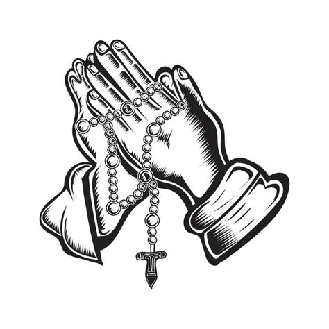 Praying Hands Rosary Vector Art Icons And Graphics For Free Download
