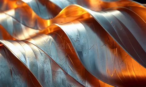 Abstract Metallic Waves With Orange Glow Textured Surface Stock Footage Video Of Abstract