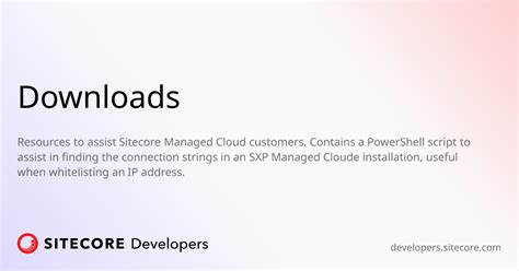 Sitecore Managed Cloud Resources Downloads Sitecore Developer Portal