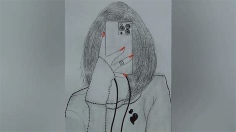 전화로 셀카를 찍는 해변의 파도 짧은 머리 소녀 그림 반짝이는 빨간 손톱을 가진 한국에서 가장 아름다운 소녀는 전화로 얼굴을 숨겼습니다 YouTube