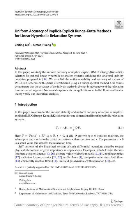Pdf Uniform Accuracy Of Implicit Explicit Runge Kutta Methods For