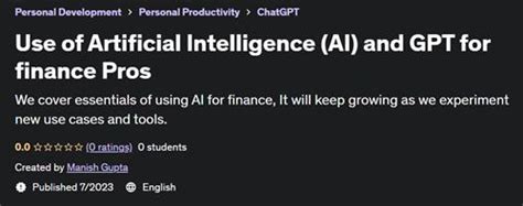 Use Of Artificial Intelligence Ai And Gpt For Finance Pros Scriptmafia Org Download Full