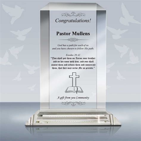 Pastor Installation T Plaque Crystal Rectangle Award 022