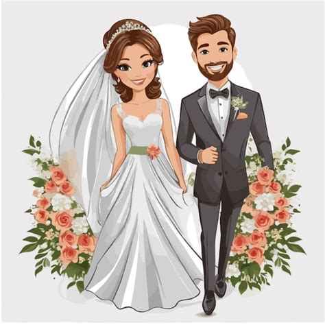 Wedding Drawing Vector Premium Ai Generated Vector