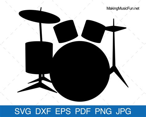 Drum Set Silhouette SVG For Cricut Drum Kit Clip Art Musical