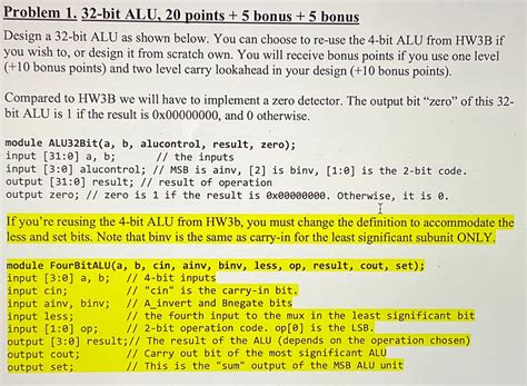 Problem Bit Alu Points Bonus Bonus Chegg Com