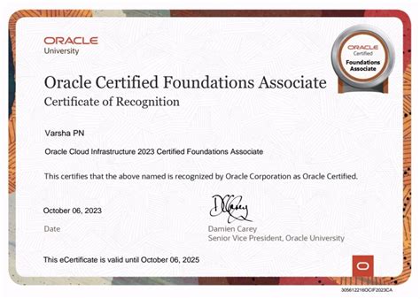 Varsha Pn On Linkedin Oracle Certification