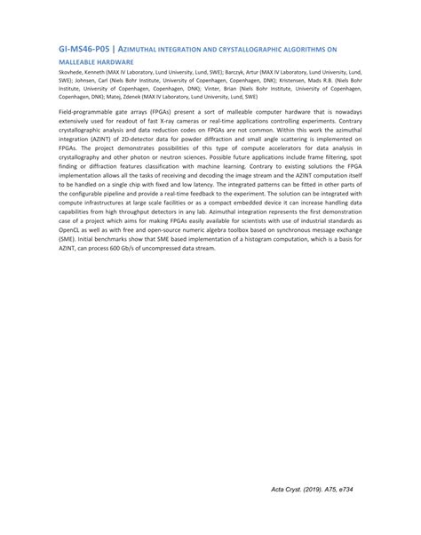 Pdf Azimuthal Integration And Crystallographic Algorithms On Malleable Hardware