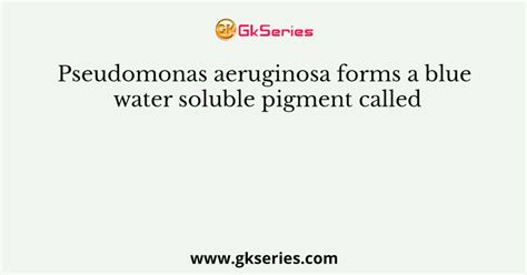 Pseudomonas Aeruginosa Forms A Blue Water Soluble Pigment Called
