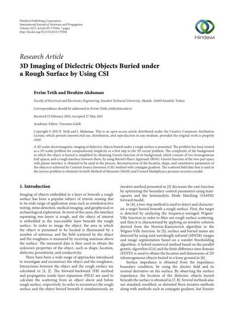 pdf 3d imaging of dielectric objects buried under a rough surface by