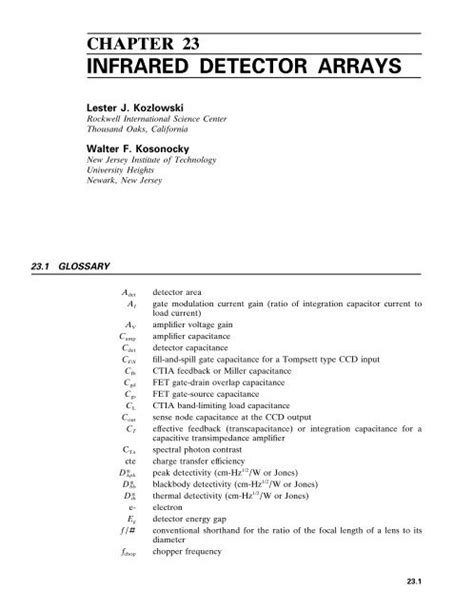 Infrared Detector Arrays Infrared Detector Arrays