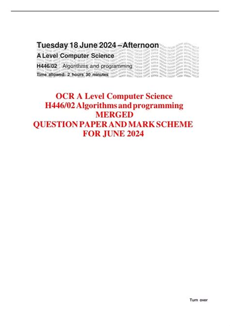 Ocr A Level Computer Science H44602 Algorithms And Programming Merged