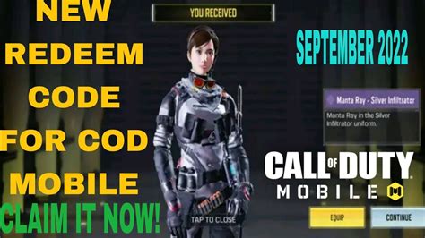 september 2022 call of duty mobile new redeem code cod mobile