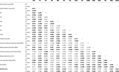 Correlations Between Sdsc Cctq And Rcads P Scores N 100 Download Scientific Diagram