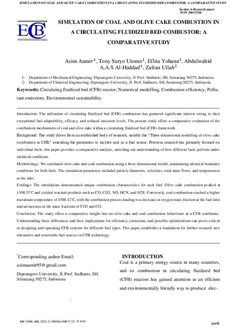 pdf simulation of coal and olive cake combustion in a circulating