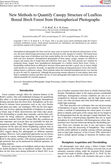New Methods To Quantify Canopy Structure Of Leafless Boreal Birch Forest From Hemispherical