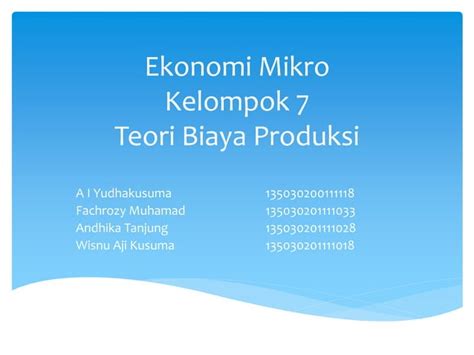 Ekonomi Mikro Teori Biaya Produksi PPTX