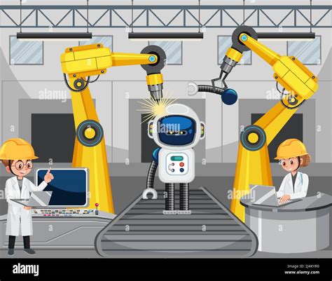 Robot Automation Industry Concept Illustration Stock Vector Image And Art Alamy