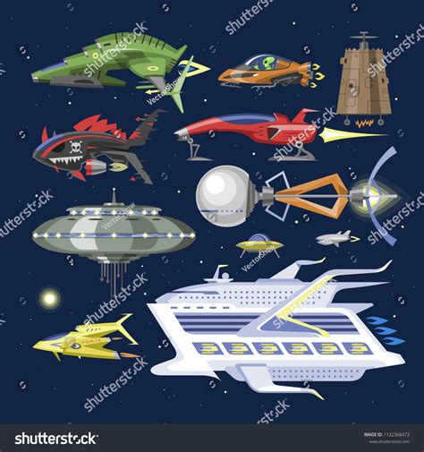 Spaceship Vector Spacecraft Rocket Spacy Ufo Stock Vector Royalty Free